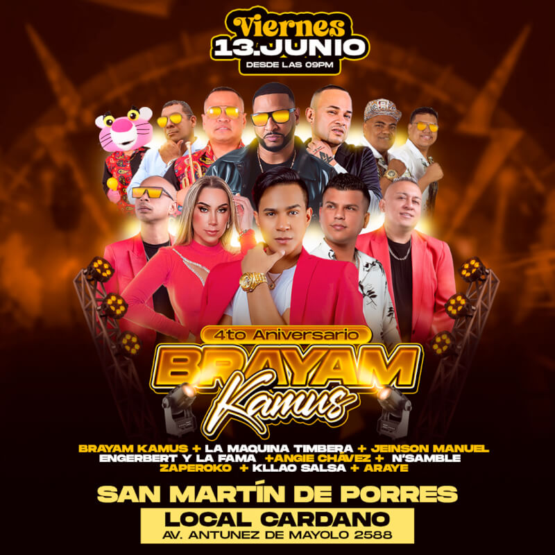 4to Aniversario de Brayan Kamus con La Máquina Timbera, Jeinson Manuel y más en San Martín de ...