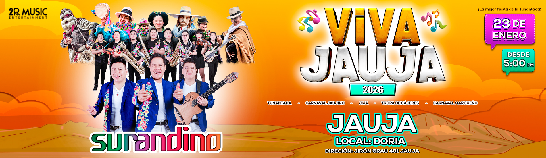 ¡Viva Jauja 2026! con Surandino, Tunantada, Carnaval Jaujino y más - vaope